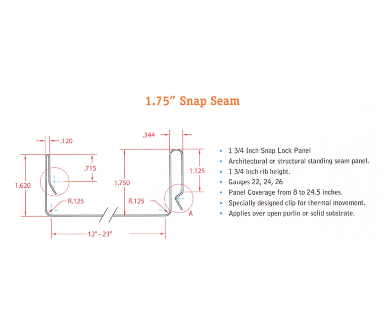 1.75" Snap Seam Profile - Architechtural Construction Service